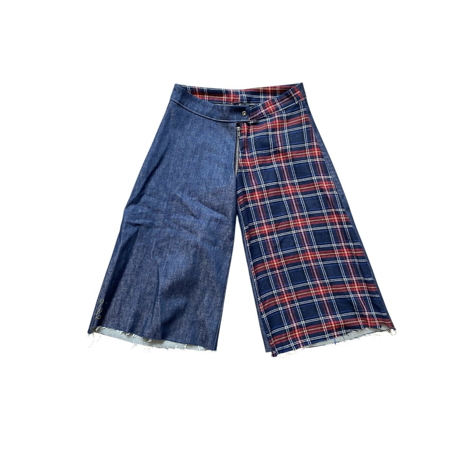 Raw Denim Plaid Hybrid Full Zip Jorts 28 Waist Lowheads
